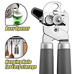 SPIDER GRIP Can Opener, No-Trouble-Lid-Lift Manual Handheld Can Opener with Magnet, Blue & Grey