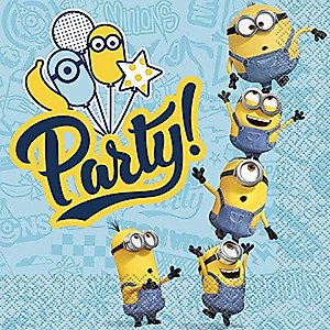 Minions 2 Despicable Me Birthday Party Supplies and Decorations For 16 Guests Paper Plates Napkins Cups Table Cover and Yellow Plastic Cutlery Set