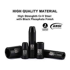Mayouko 50PCS 1/4 Inch Drive Master Impact Socket Set,Metric/SAE,Deep/Shallow,6 Point,CR-V, 5/32 Inch - 9/16 Inch, 4mm - 15mm.