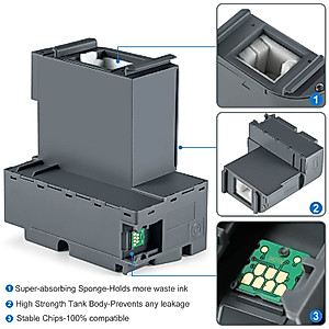 Poschink T04D1 T04D100 Ink Maintenance Box for ET-15000 ET-3750 ET-3760 WF-2860 ET-4760 ET-3850 ET-4850 XP-5100 ET-3710 ET-5150 ET-3830 ET-M1000 ST-3000 ET-M2170 Etc. Printers, 2 Packs