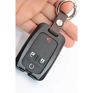 HHYE0130 - Black Aluminium Alloy Remote Car Key Fob Case 2/3/4/5/6 Button Protector Cover Shell Keychain For For Chevrolet/GMC vehicles