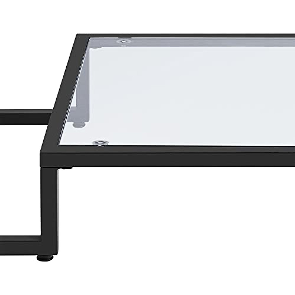 Yaheetech Coffee Table, Tempered Glass Coffee Table, Modern Simple Center Table w/Geometric-Inspired Design & Metal-Frame & Easy Assembly & Open Storage Shelf for Living Room, Office, Black