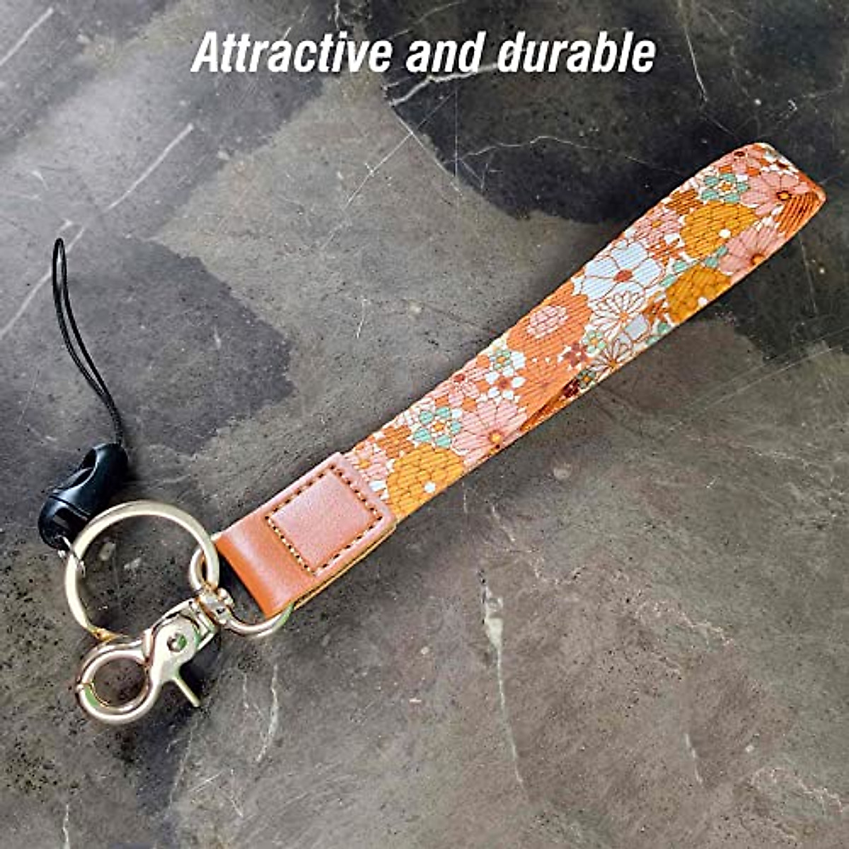 Insaizom Hippie Aesthetic Wrist Lanyard Key Chain, Cute Boho Wristlet Strap Keychain Holder for Women (Yellow flower)