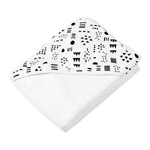 HonestBaby unisex baby 3-Piece Organic Cotton Hooded Towel & Washcloth Set Bandana, Pattern Play, One Size US