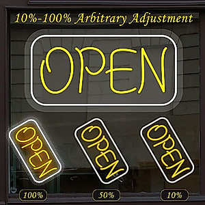 Neon Open Sign, Open Signs for Business, 16.5"x 8.4" Open Sign Led, Open Signs for Business Window With Adjustable Brightness, Open Neon Sign, Powered by USB with ON/OFF Switch