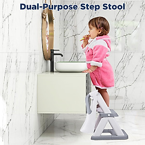 EzyWay Potty Training Seat with training stickers, upgraded Toddler training Seat for Kids Boys & Girls, 2 in 1 Potty Training Toilet for Kids with Splash Guard Anti-Slip Pad Step Stool (Gray)
