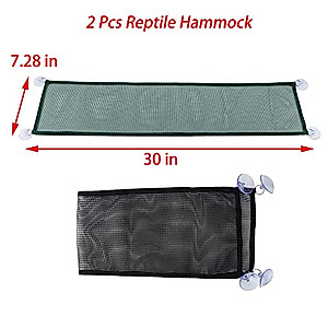 DQITJ 2 Pcs Reptile Hammock Chameleon with Suction Cup Snake Accessories Geckos Swing Climbing Net (Black and Green)