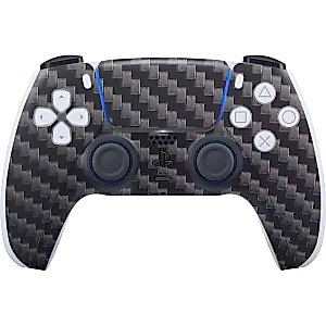 Skinit Decal Gaming Skin Compatible with PS5 Controller - Black Carbon Fiber Specialty Texture Material Design