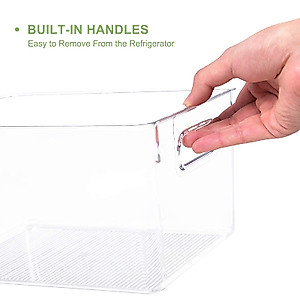 Clear Fridge Organizer Bins Set - 10 Piece Plastic Refrigerator Organizers and Storage Bins, Clear Freezer Storage Bins, Fridge Organization Bins, Snack Organizer Fridge Bins with Handle for Freezer