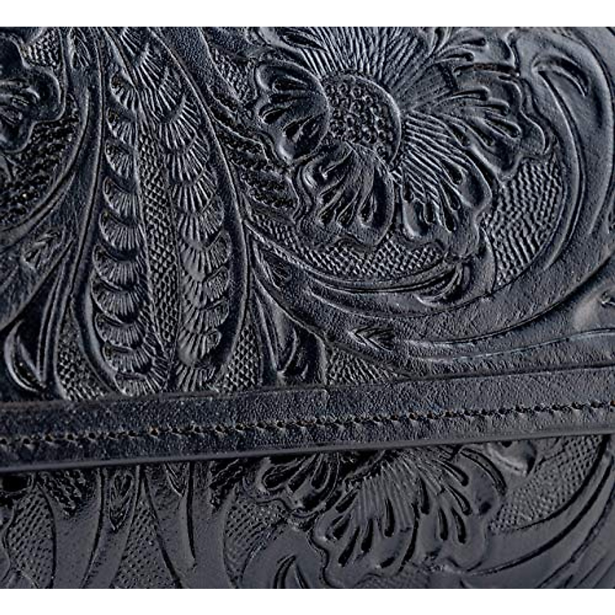 Mauzari Geneva Women's Tooled Leather Wallet (Obsidian)