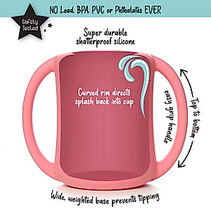 PrimaStella Silicone Baby & Toddler Training Cup with Handles - Sippy Cup for 1 Year Old - Toddler Cups (Soft Pink & Coral 2 Pack)