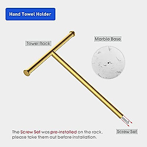 Blemoacha Towel Rack,T Shape Freestanding Towel Racks for Bathroom,Organizer Countertop Hand Towels Stand,Kitchen Vanity Marble Plinth Towel Holder,304 Stainless Steel Towel Bar (Ti Gold)