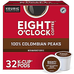 Eight O'Clock Coffee Colombian Peaks Single-Serve Keurig K-Cup Pods, Medium Roast Coffee Pods, 32 Count