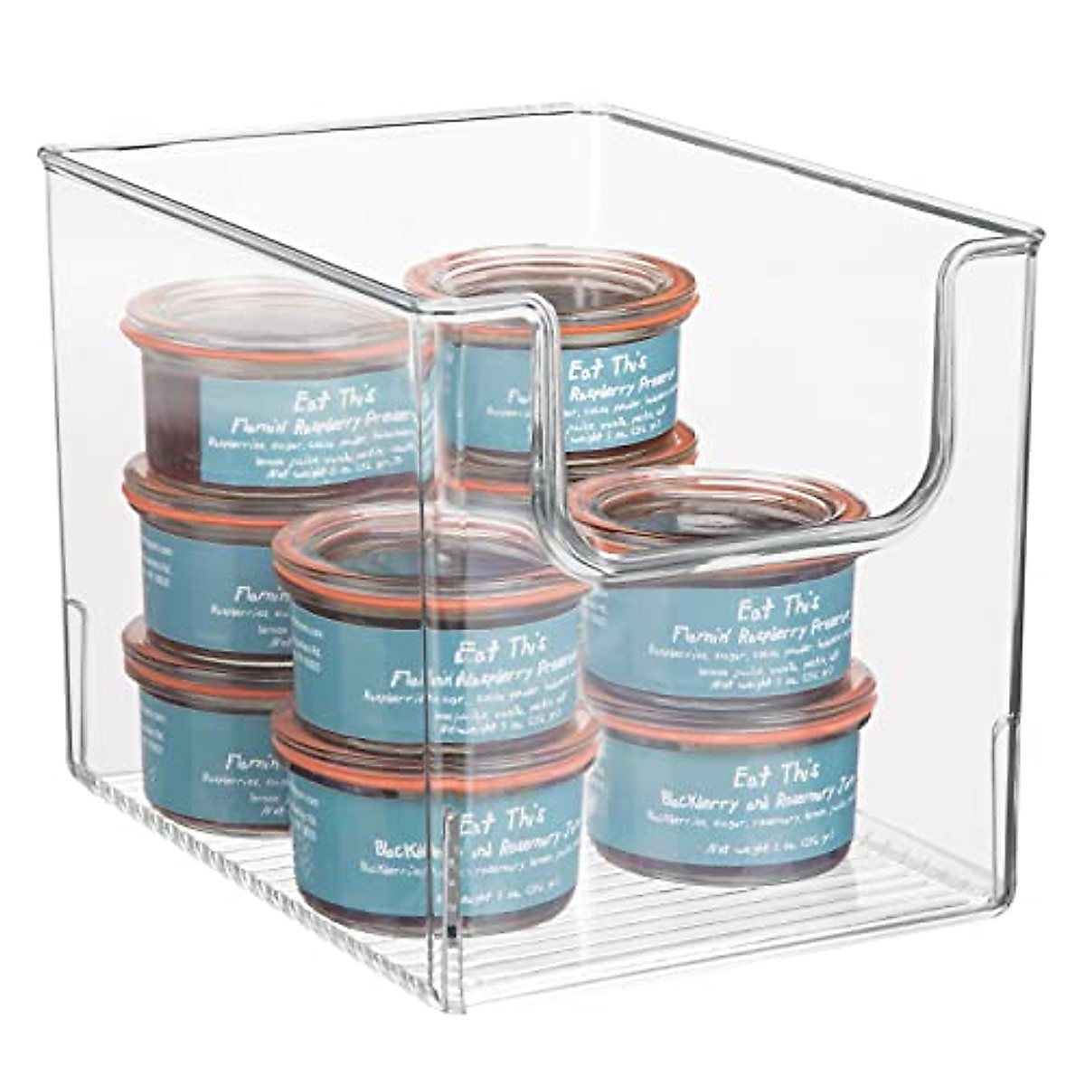 mDesign Modern Plastic Open Front Dip Storage Organizer Bin Basket for Kitchen Organization - Shelf, Cubby, Cabinet, Cupboard, and Pantry Organizing Decor - Ligne Collection - 2 Pack - Clear