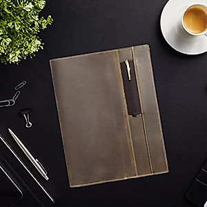 Leather Refillable Journal Cover for Men and Women, Handmade Gift Set for Moleskine Cahier XL with Stylish Pen and Card Holder, Vintage and Classic, Notebook, Sketchbook, Planner and Diary (10.5x16.4")