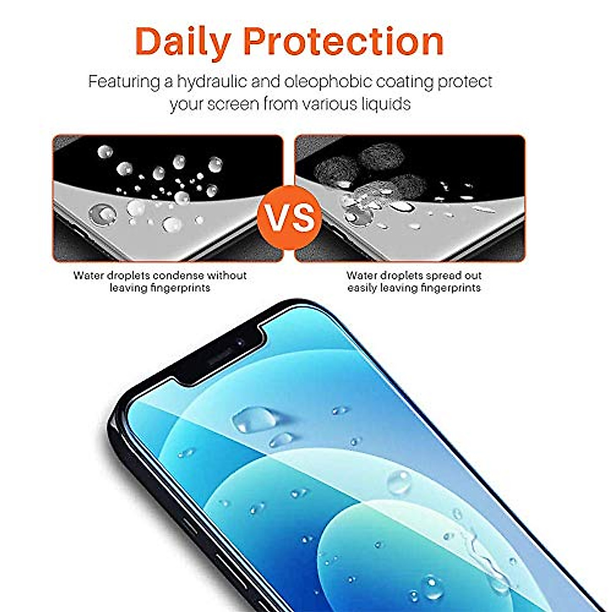 Focuses iPhone 12 Screen Protector, iPhone 12 Pro Screen Protector, Anti Blue Light Tempered Glass Film for Apple iPhone 12 Pro & iPhone 12,3-Pack