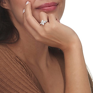 PalmBeach 10K White Gold Marquise Cut Cubic Zirconia 3-Stone Engagement Ring Sizes 6-10 Size 10