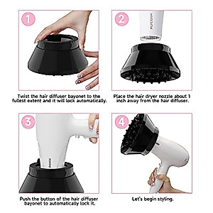 Diffuser Attachment for Hair Dryer, Hair Diffuser, Hair Diffuser for Curly Hair, 2023 Upgrade Universal Collapsible Diffuser for Hair Blow Dryer Travel Gifits Defuzzer Hairdryer for Wavy Women, Black