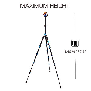 3 Legged Thing Punks Corey 2.0 Magnesium Alloy Ultra-Compact Travel Tripod - Adjustable, Multi-use Camera Tripod with Three Detachable Legs - Blue/Black (COREYBLUE2.0)