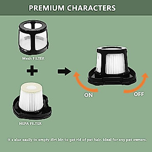 2284W Filter Compatible with Bi-ssell Pet Hair Eraser Hand Vacuum 2284W, 2390, 2389, 2390A, Replace Parts for 1614212, 1614203, 1614204, Pack 4 Filter and 8 Foam Filter