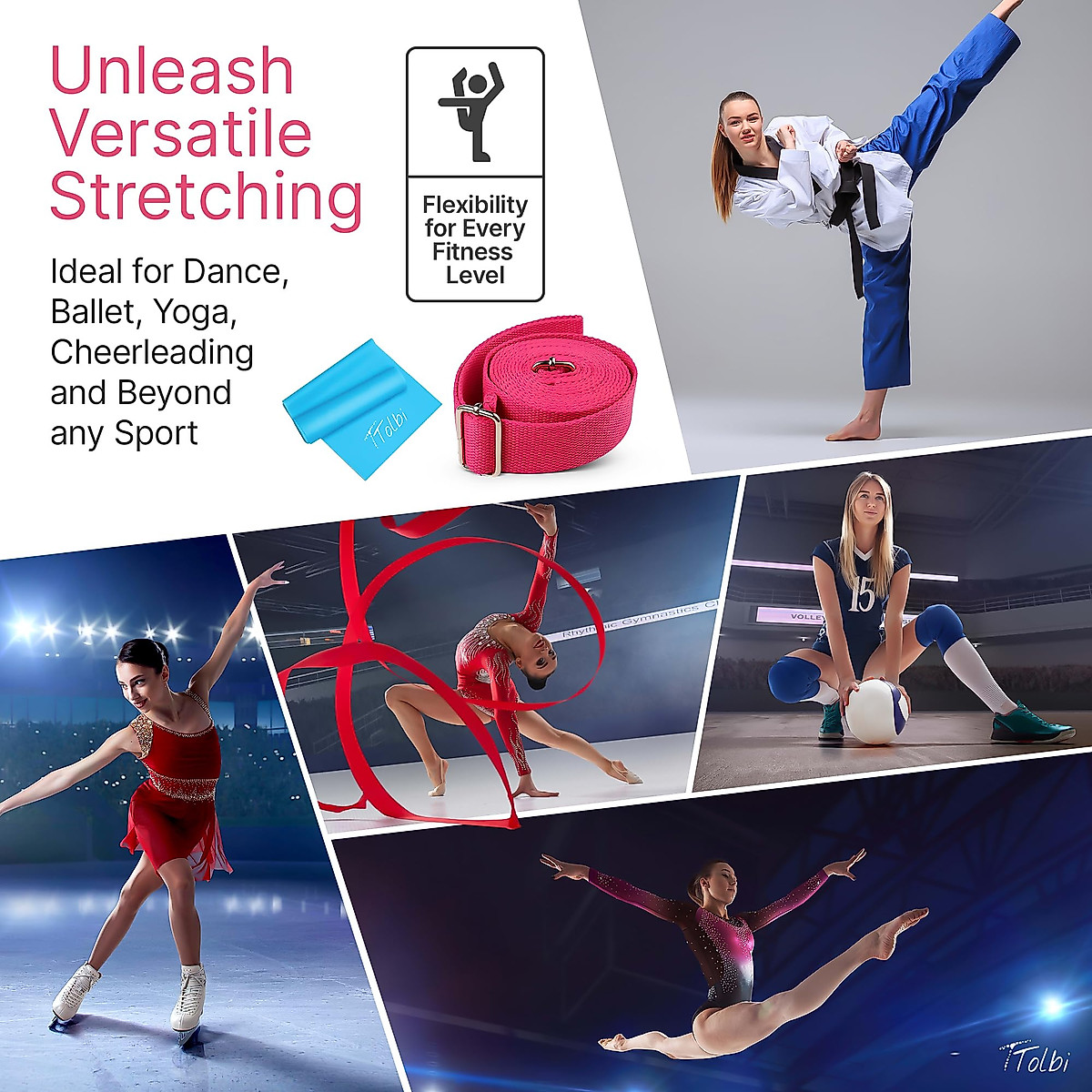 Premium Door Leg Stretcher: Stretching with Leg Flexibility Trainer, Dance Stretching Equipment: Splits Trainer Bands for Stretching in Ballet, Cheerleading, Gymnastics, Cheer Dancers Stuff, Door Stretch Strap