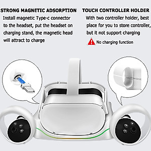 Megadream Charging Dock for Oculus Quest 2, Fast Charging Dock for Oculus Quest 2 VR Headset, Desk Mounted & Wall Mounted, Led Display, with 2 Holder for Touch Controller