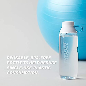 Propel 20oz Reusable Bottle, BPA Free, Impact Resistant, On-The-Go Strap, Dishwasher Safe, White + Propel Powder Packets Four-Flavor Variety Pack With Electrolytes, Vitamins and No Sugar (50 count)