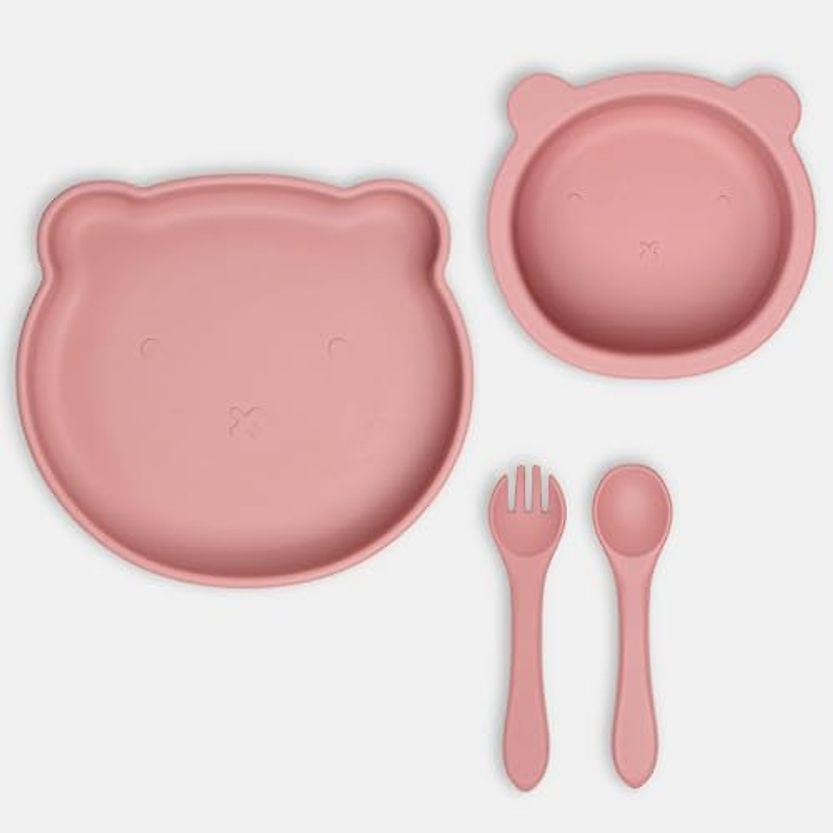 Ullabelle Kids Silicone Animal Suction Plate, Suction Baby Bowl & Baby Spoons for Toddlers (Pink)