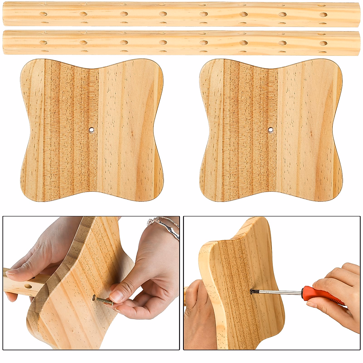 AVLA 2 Pack Wood Cake Pop Stand, 48 Holes Wooden Lollipop Holder, Decorative Candy Table Display Dessert Stand for Wedding, Birthday, Parties, Anniversaries, Sturdy and Easy to Assemble