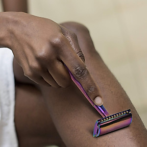 Rainbow Reusable Razor with 50 Counts Safety Razor Blades for Shaving