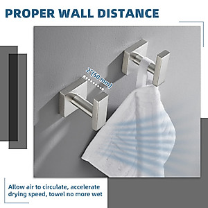 APLusee Brushed Nickel Towel Hook 2 Pack, 304 Stainless Steel Clothes Hook, Wall Mounted