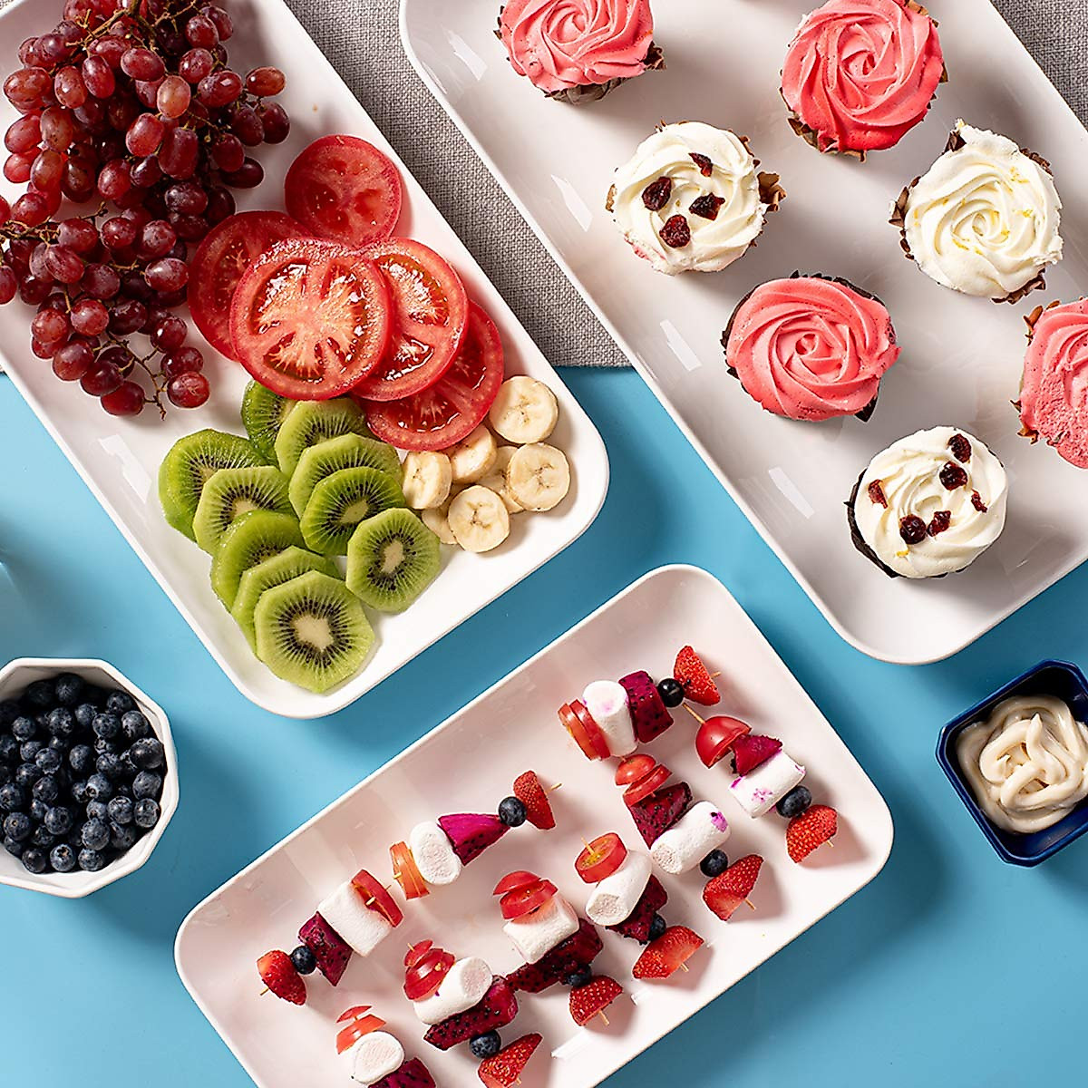 DELLING 30oz Soup/Ceral Bowls Set of 6-12/14/16in Serving Platter Set of 3