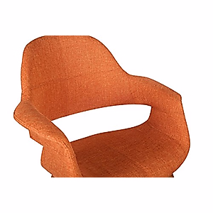 Armen Living Phoebe Dining Chair in Orange Fabric and Walnut Wood Finish