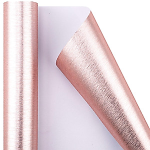 Flyhill Mini Wrapping Paper Roll-17inch X 198inch（23.4sqft -Solid Color with Rose Gold Brush Metallic Shine for Christmas,Birthday,Wedding,Baby Shower,Valentine's Day