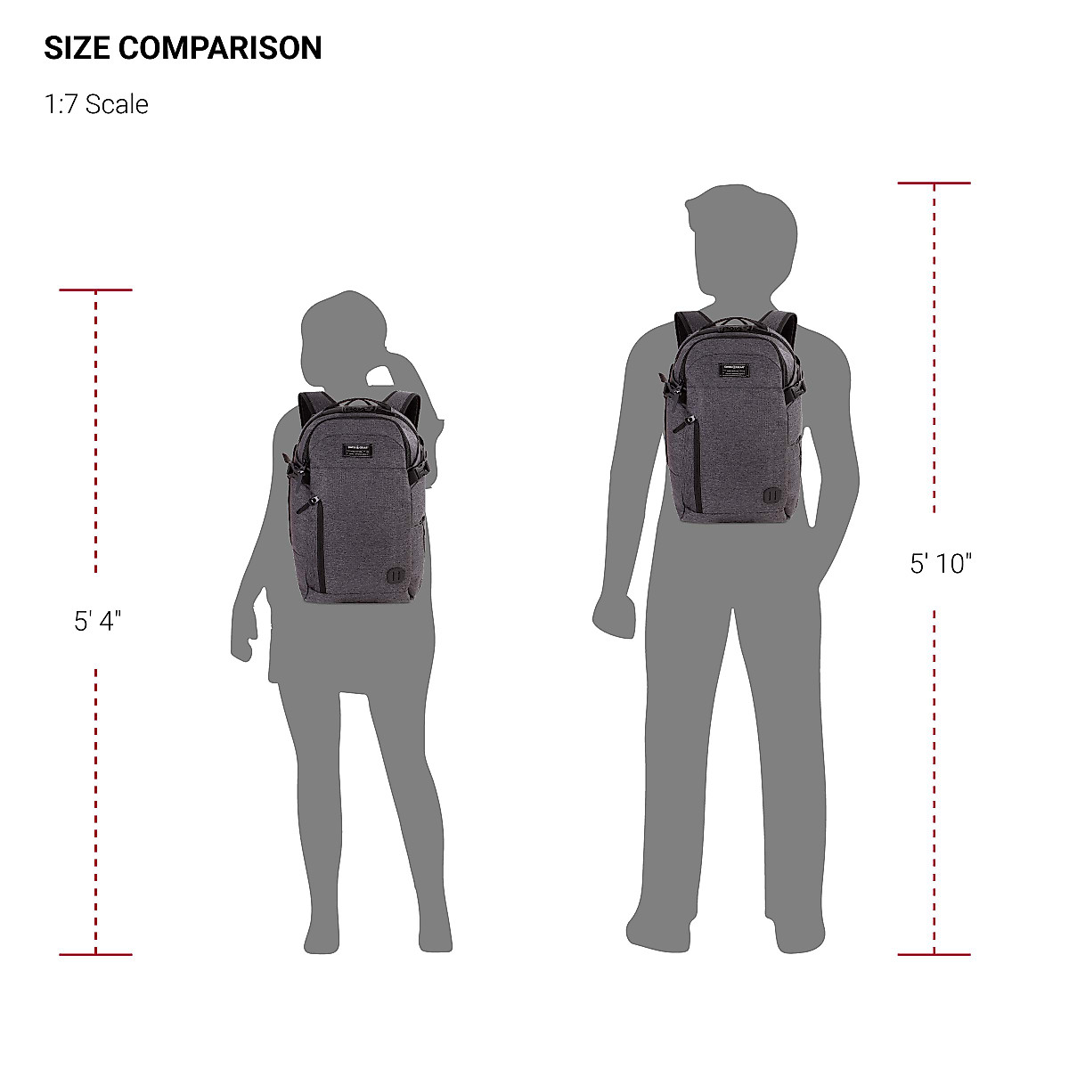 SwissGear Hybrid 16 inch Laptop Backpack for Travel, Work, School, Men's and Women's, Heather Grey