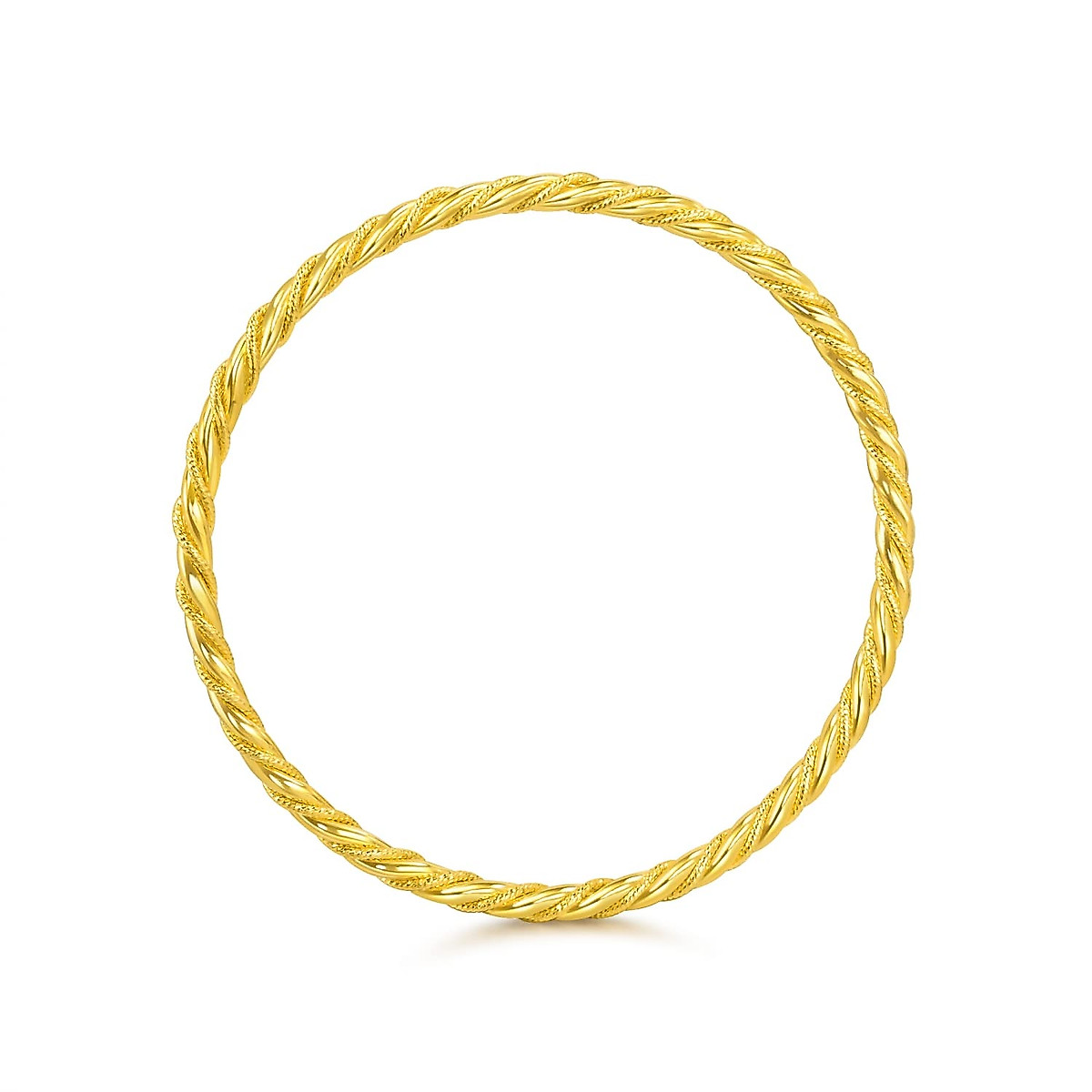 CHOW SANG SANG Dazzling Mirror Gold 999.9 24K Solid Gold Price-by-Weight Gold Twisted Rope Stackable Slip-On Bangle for Women 93673K (Approx. 0.66tael (~24.7g), 7 (Wrist Size:14.5-15.5 CM))