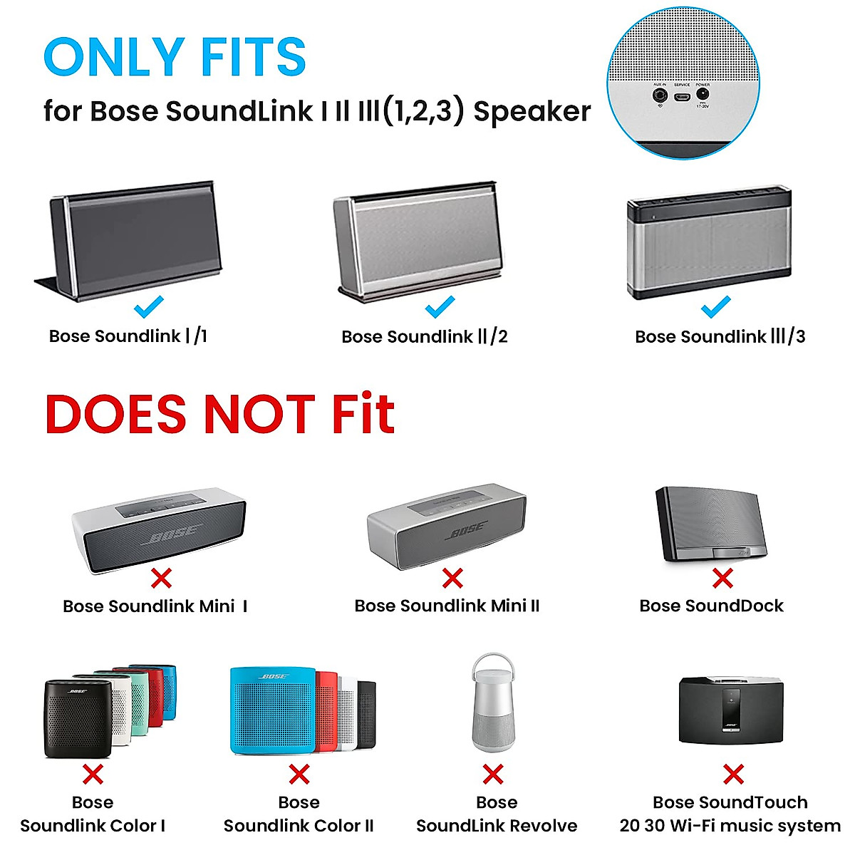 NFGEKT Charger for Bose Soundlink I II III 1 2 3 Charger Bluetooth Speaker Power Cord Replacement 17V-20V Bose Soundlink Portable Wireless Speaker P/N: 369946-1300 306386-101 404600 414255