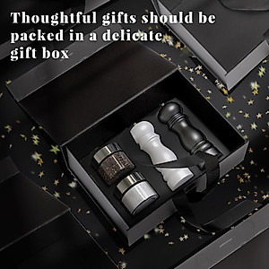 Large Gift Box with Lids for Presents 10.5x7.5x3.1 In Gift Box with Ribbon,Card and Magnetic Lid for Christmas Valentine's Day, Birthdays Gift Wrap Black