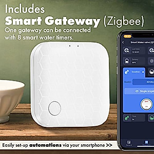 Sainlogic Sprinkler Timer with Wi-Fi Hub, Smart Garden Hose Faucet Timer Programmable Water Timer, Wireless Lawn Sprinkler Controller Irrigation System Valve with Water Flow Meter