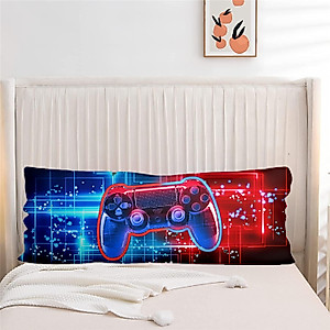 Meeting Story Game Gaming Body Pillow Cover Gamer Bedding Pillowcase with Envelope Closure for Boys Kids Adults (Blue-Purple)