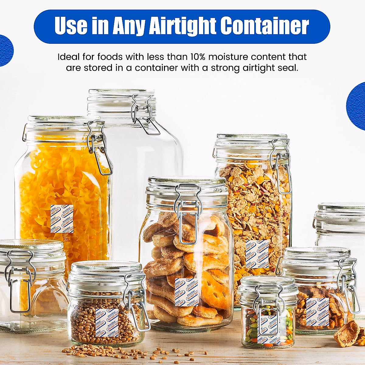 Lidisanita 400CC Oxygen Absorbers for Long Term Food Storage, 100 Count (10 Packs of 10) - Food Grade for Mylar Bags, Airtight Containers, Freeze Dryer & Dehydrator, White