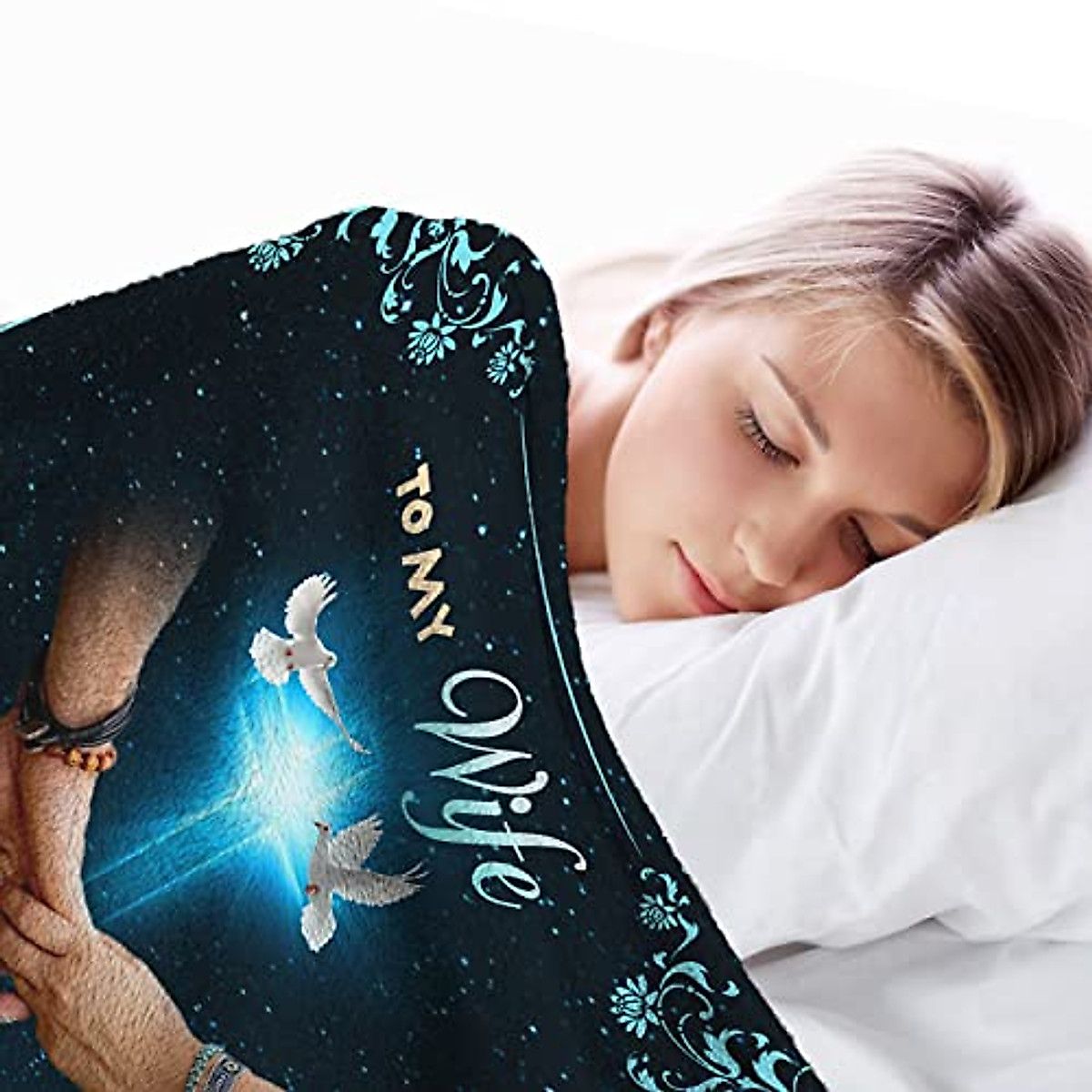 to My Wife Blanket from Husband, Birthday Gifts for Wife, Soft Throw Blanket Gifts for Her, Wife Birthday Gift Ideas,Best Christmas Valentines Wedding for Wife 60''x50''