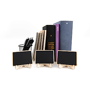 10 Pack Mini Chalkboards Signs with Easel Stand, Small Rectangle Chalkboards Blackboard, Wood Place Cards for Weddings, Birthday Parties, Message Board Signs and Event Decoration