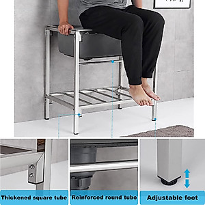 Free Standing Utility Sink Single Bowl Stainless Steel Sink w/Cold and Hot Water Pipe Faucet/Storage Shelve for Outdoor Garage Commercial Restaurant Kitchen Laundry Room 26.7"x17.3"