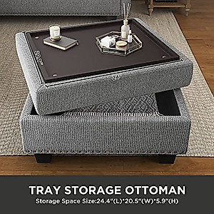 HONBAY Convertible Sectional Sofa, L Shaped Couch with Storage Ottoman, Reversible 4 Seat Corner Sofa for Small Apartment,Light Grey