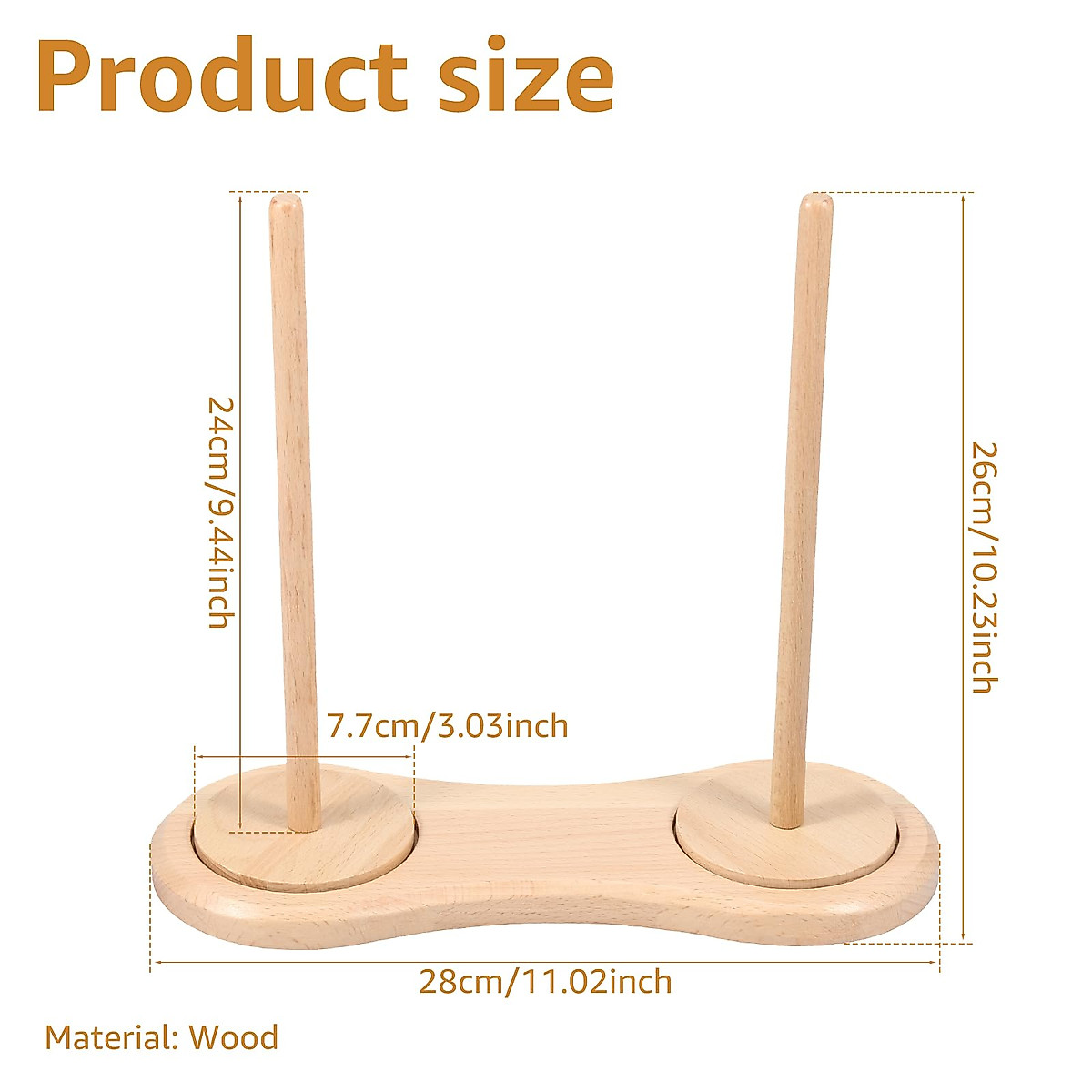 Double Wooden Yarn Holder for Crocheting, Rotatable Wooden Yarn Ball Holder Dispenser for Knitting, Revolving Yarn Ball Stand, Yarn Spindle Dispenser with Crochet Accessories for Knitting Embroidery