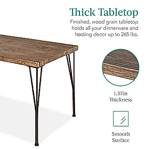 Best Choice Products 5-Piece Metal and Wood Indoor Modern Rectangular Dining Table Furniture Set for Kitchen, Dining Room, Dinette, Breakfast Nook w/ 4 Chairs - Drift Brown