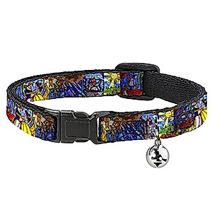 Cat Collar Breakaway Beauty The Beast Stained Glass Scenes 8 to 12 Inches 0.5 Inch Wide