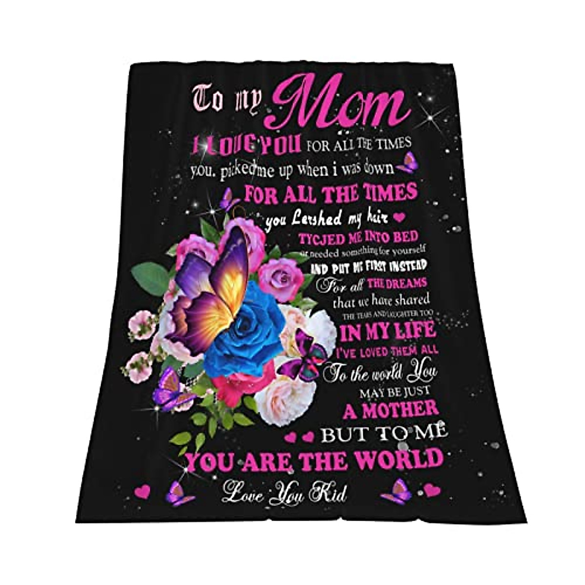 to My Mom Gifts from Daughter/Son Throw Fleece Blankets Birthday Gifts Thanksgiving Day Holiday Blanket for Bed Couch Living Room 60"x50"