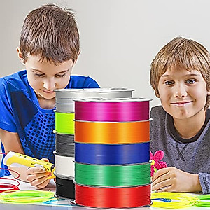 10 Pack 3D Printing Filament ABS 3D Printer Filament 1.75 mm 0.2 kg Each Spool 10 Colors Filament Pack with Nozzle and Cleaning Needle Compatible with 3D Printers, Solid and Translucent